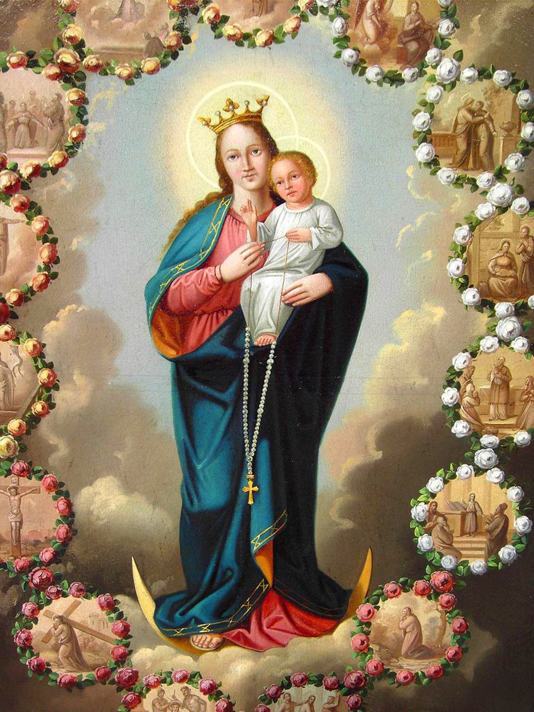 Virgin Mary Print Catholic Prints Our Lady of Rosary Catholic Posters ...