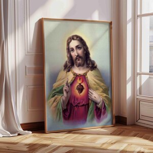 Jesus Print Catholic Prints Jesus Pictures Poster A4-A3 Sacred Heart of ...