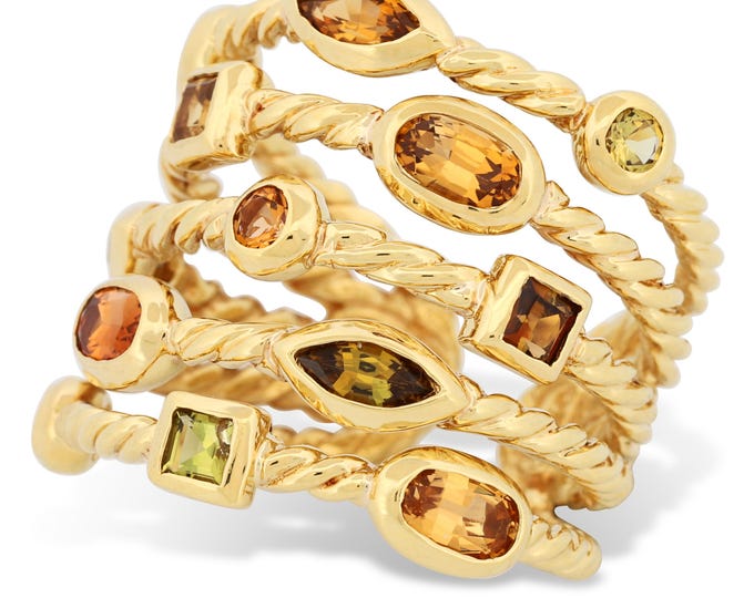 David Yurman Confetti Ring in 18k Yellow Gold With Citrine and Peridot ...