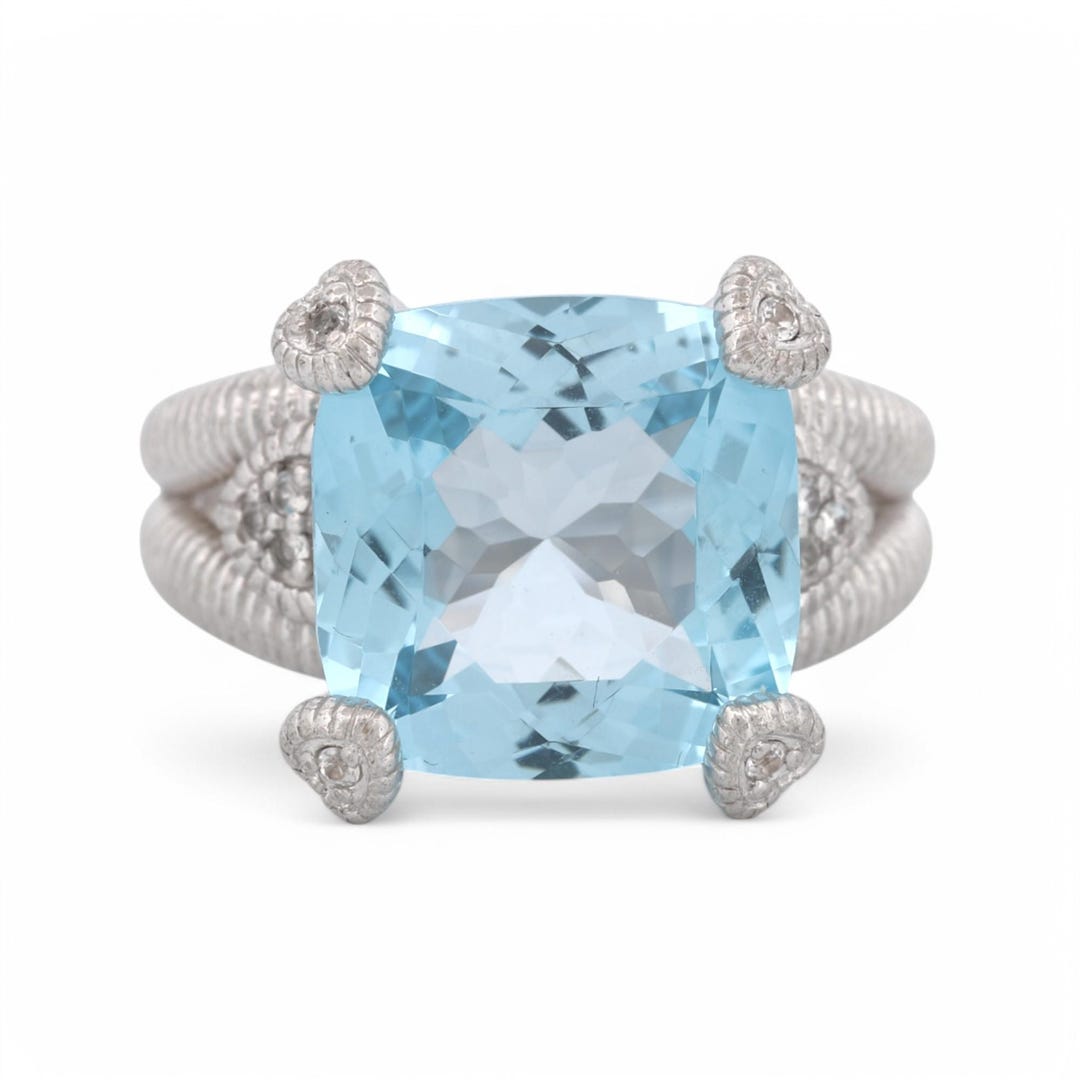 Judith Ripka Blue Topaz Diamonique Statement Ring in Sterling Silver - Etsy