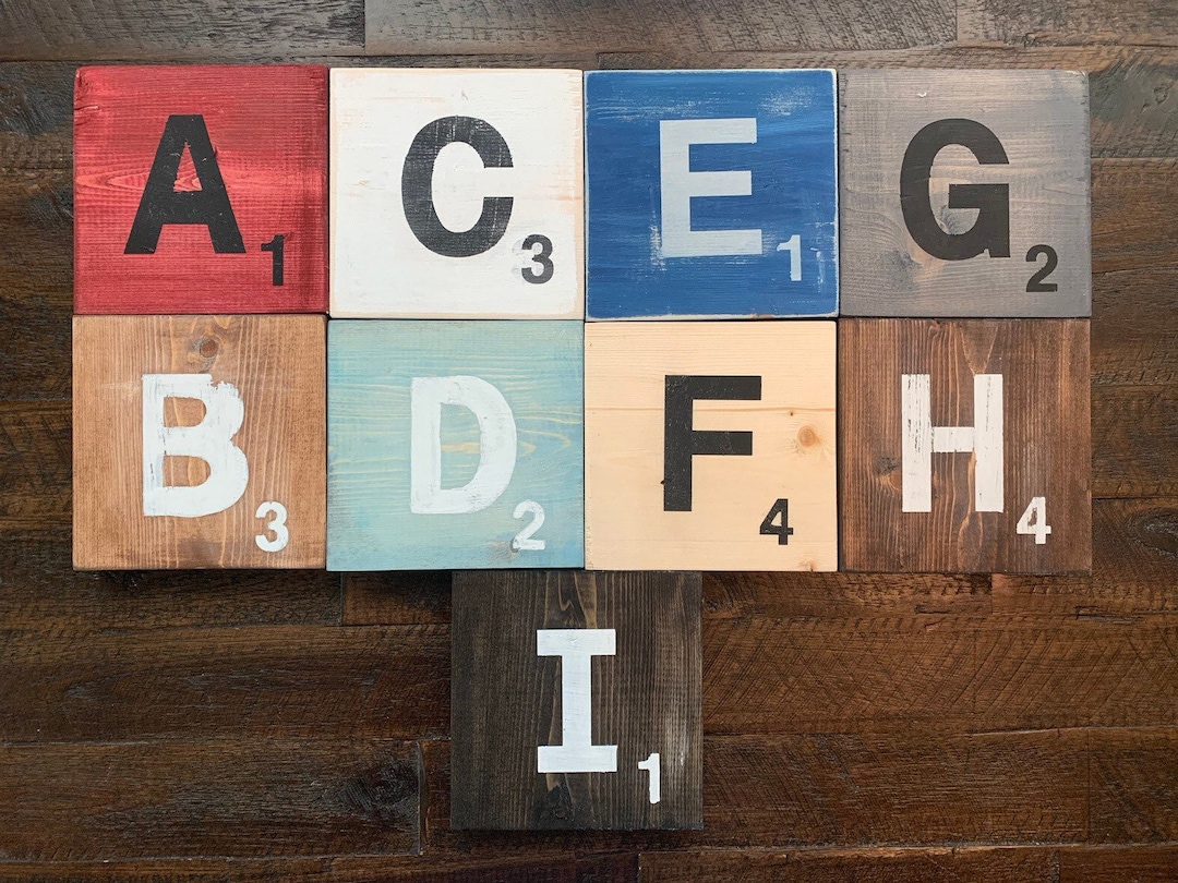 Scrabble Tiles Wall Art, 5x5 Block Letters, Names, Phrases ...