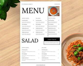 Restaurant Menu Template Menu Template Restaurant Menu - Etsy