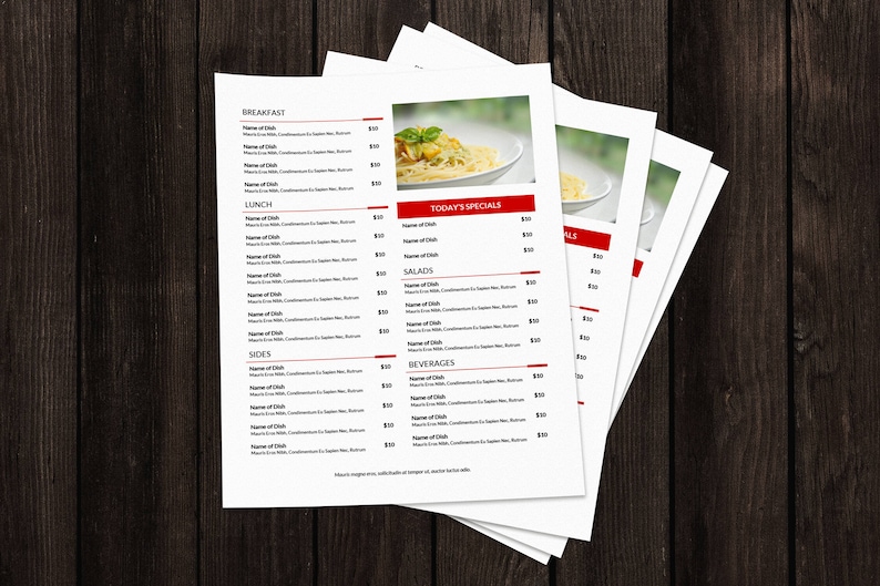 Restaurant Menu Template Menu Design Double Sided Menu | Etsy Australia