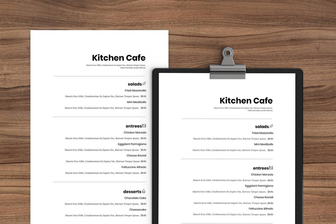 Minimal Word Menu, Restaurant Menu Template, Restaurant Menu, Menu for ...