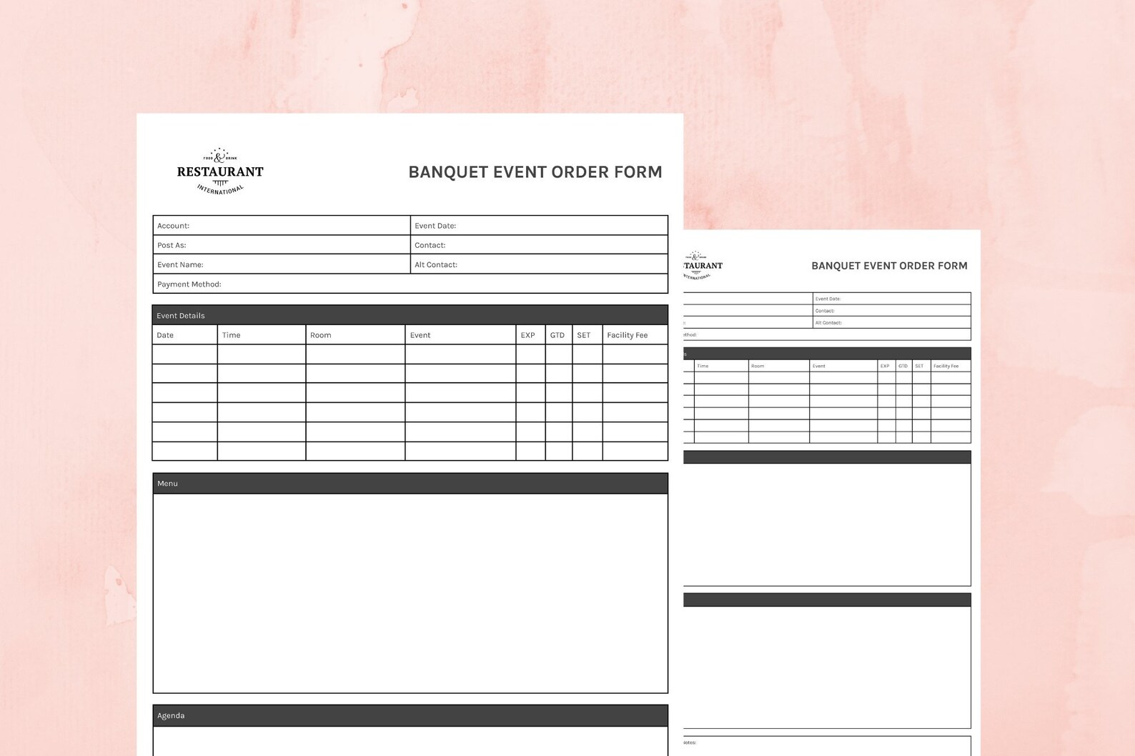Banquet Event Order Form, Order Form Template, Editable Order Form ...