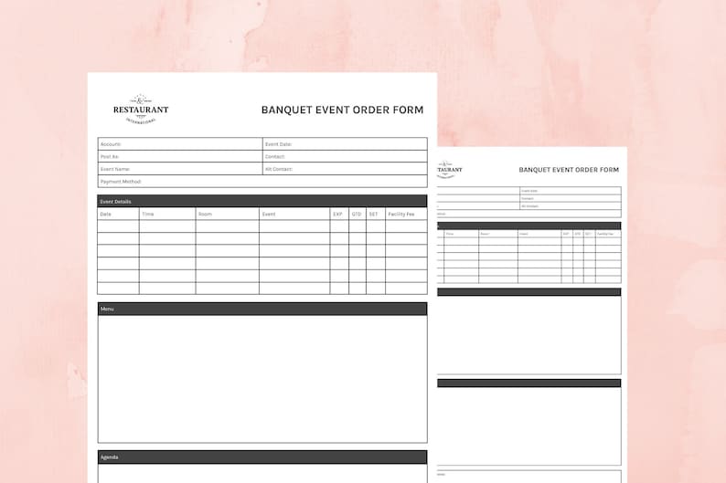 Banquet Event Order Form, Order Form Template, Editable Order Form ...