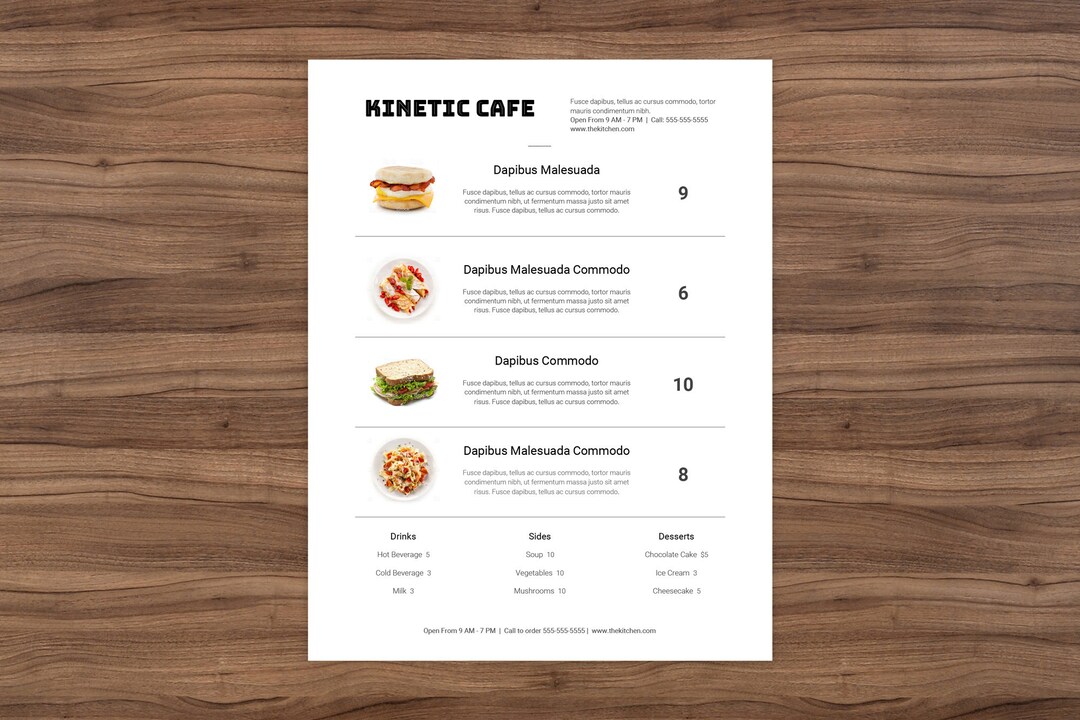 Restaurant Menu With Pictures, Menu With Photos, Restaurant Menu ...