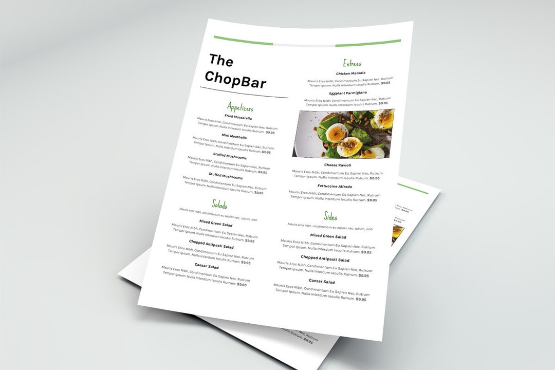 Minimal Word Menu, Restaurant Menu Template, Restaurant Menu, Menu for ...