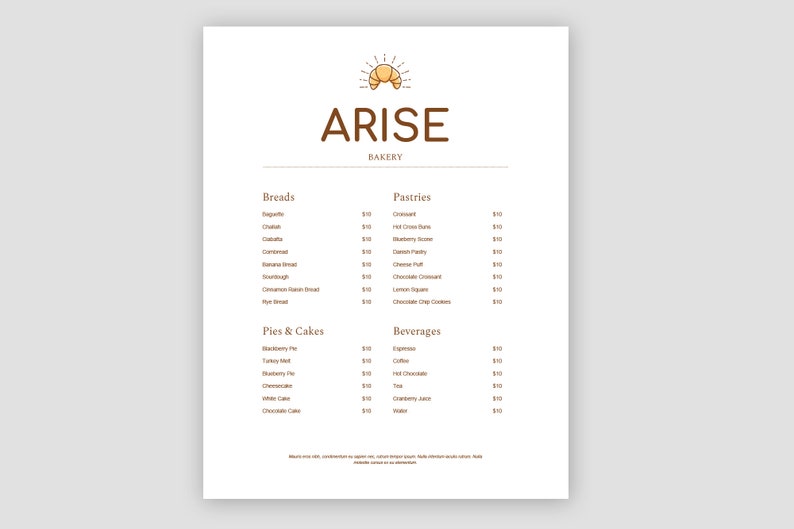 Restaurant Menu Template, Dessert Menu, Bakery Menu, Menu Flyer, Order ...