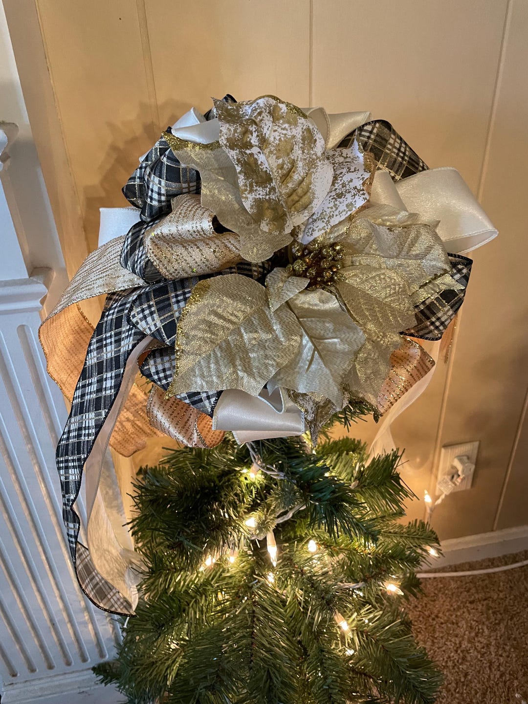 Gold/white Floral Tree Topper/arrangement - Etsy