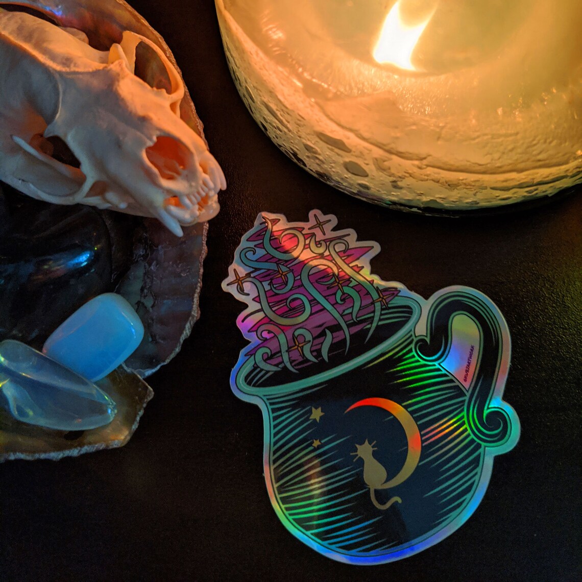 Spooky Cauldron Holographic Sticker Halloween Sticker | Etsy