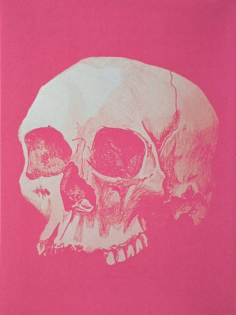 Pink Skull Art Print Pastel Goth Art Decor Halloween Art | Etsy