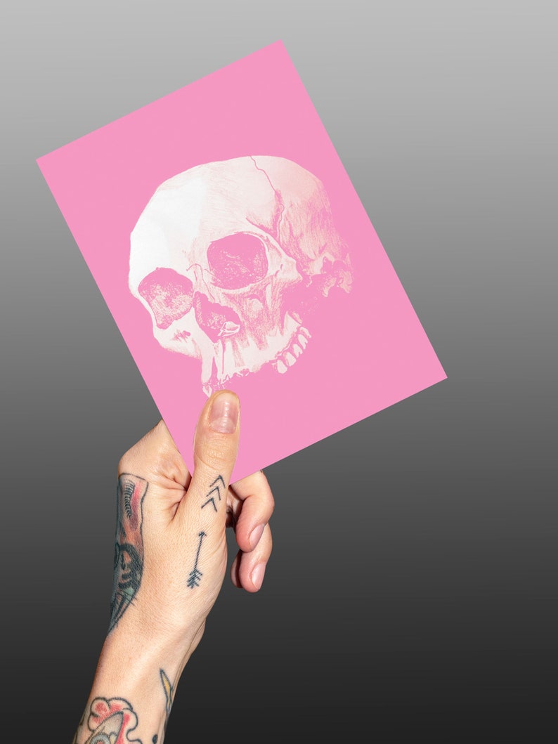 Pink Skull Art Print Pastel Goth Art Decor Halloween Art | Etsy