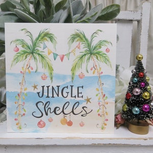 Beach Christmas Sign / Jingle Shells / Beach Christmas Decor Sign ...