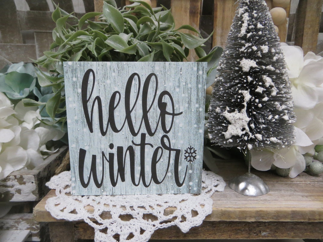 Winter Sign / Hello Winter / Winter Home Decorations / Winter Tiered ...