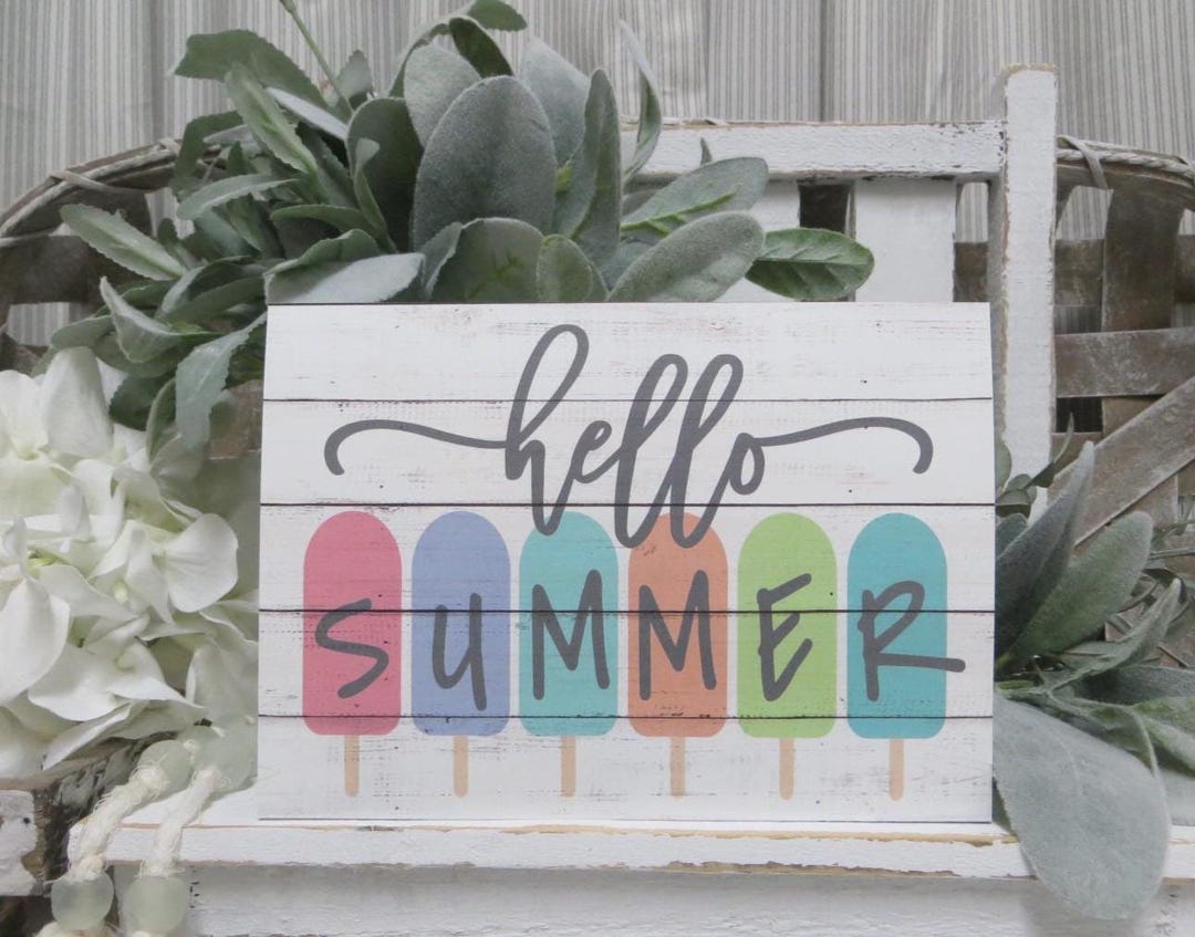 Hello Summer Popsicle Sign: Tiered Tray Decor - Etsy
