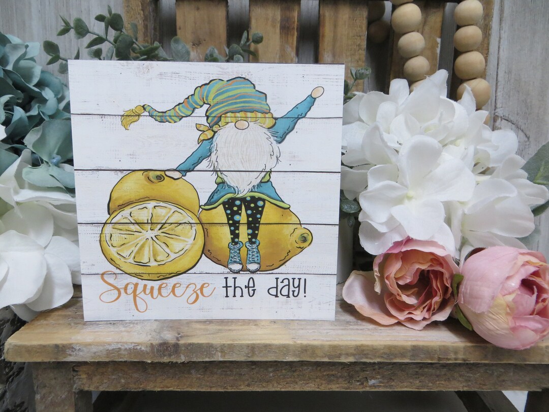 Lemon Sign / Squeeze the Day / Kitchen Lemon Tiered Tray Decor / Summer ...