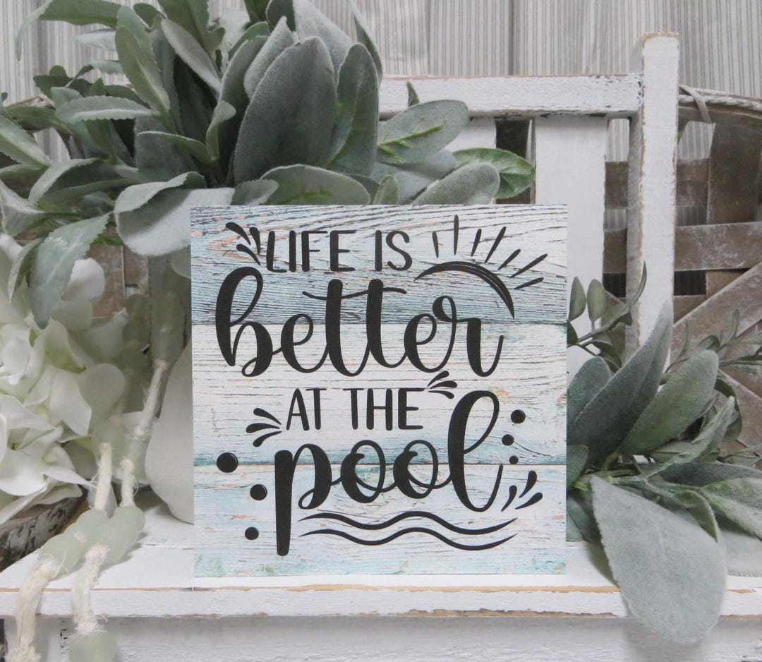 Pool Sign: Life is Better at the Pool - Whimsical Summer Tiered Tray ...