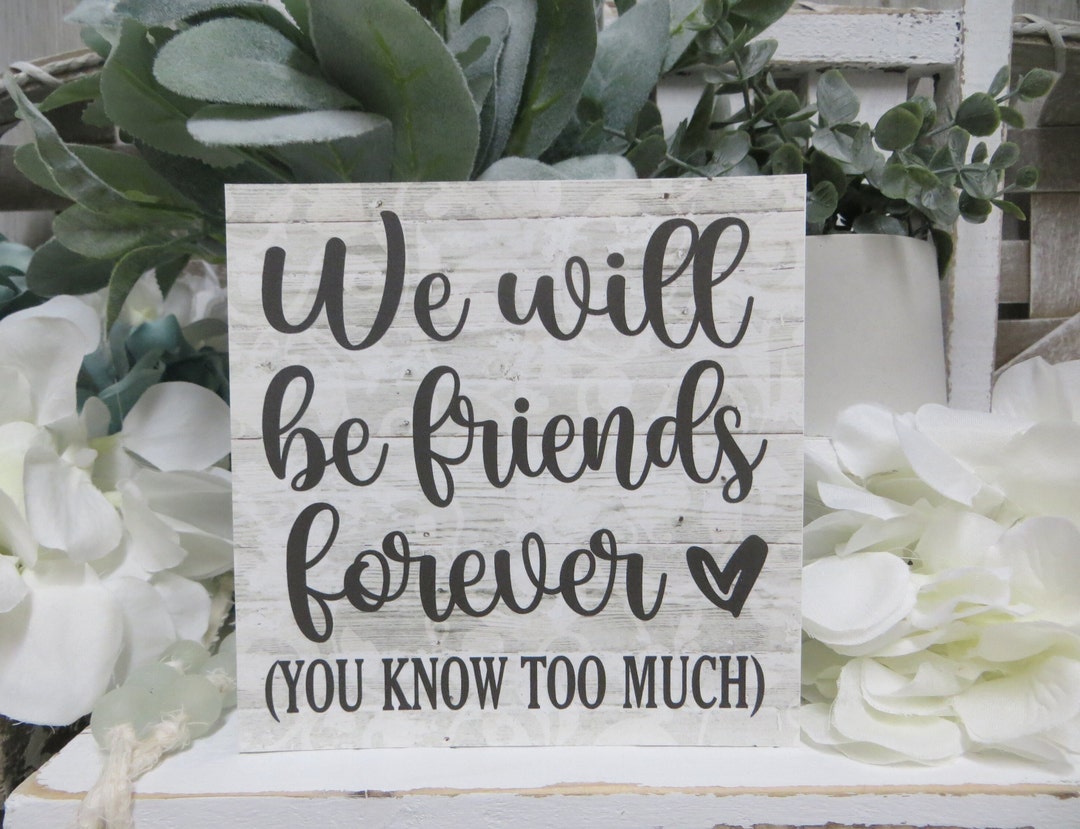 Friend Sign: "we Will Be Friends Forever (you Know Too Much)", Funny ...