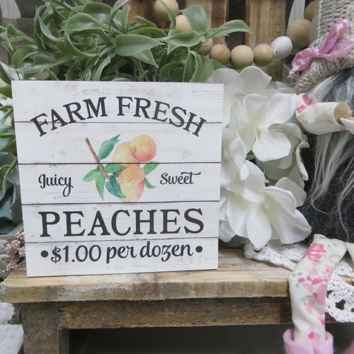 Farm Fresh Peaches Sign Peach Themed Decor Tiered Tray Decor - Etsy