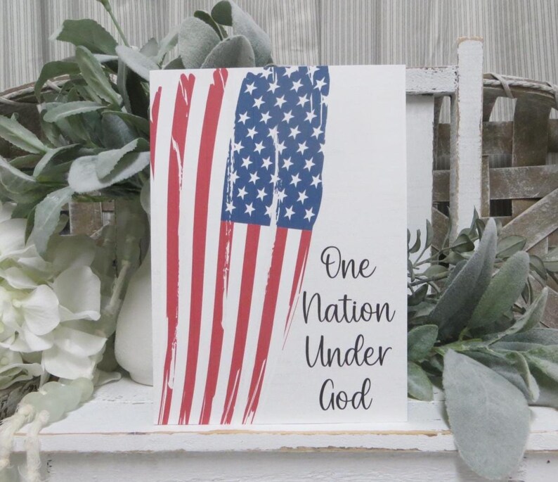 Distressed American Flag Wood Sign: Patriotic Tiered Tray Decor, One ...