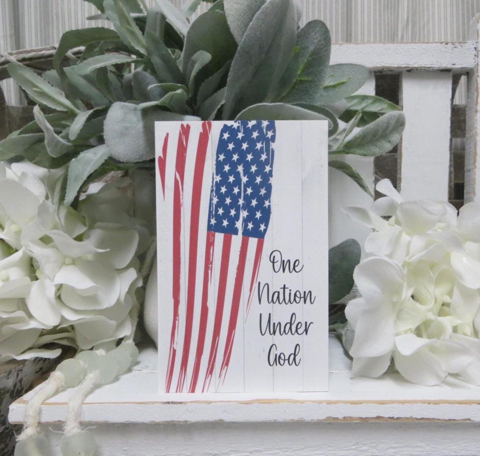 Distressed American Flag Wood Sign: Patriotic Tiered Tray Decor, One ...