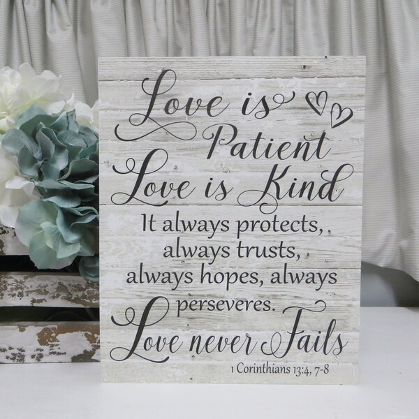 Love is Patient Wood Sign - Etsy