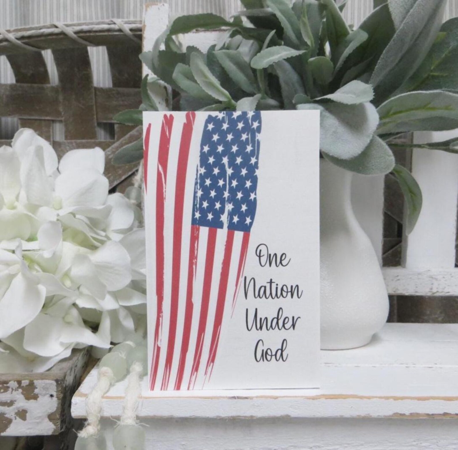 Distressed American Flag Wood Sign: Patriotic Tiered Tray Decor, One ...