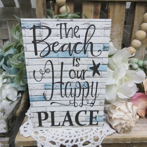 This is Our Happy Place Sign Starfish Wooden Round Beach | Etsy