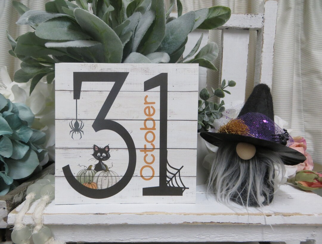 Halloween Sign: October 31st - Cute Spooky Tiered Tray Decor - Etsy