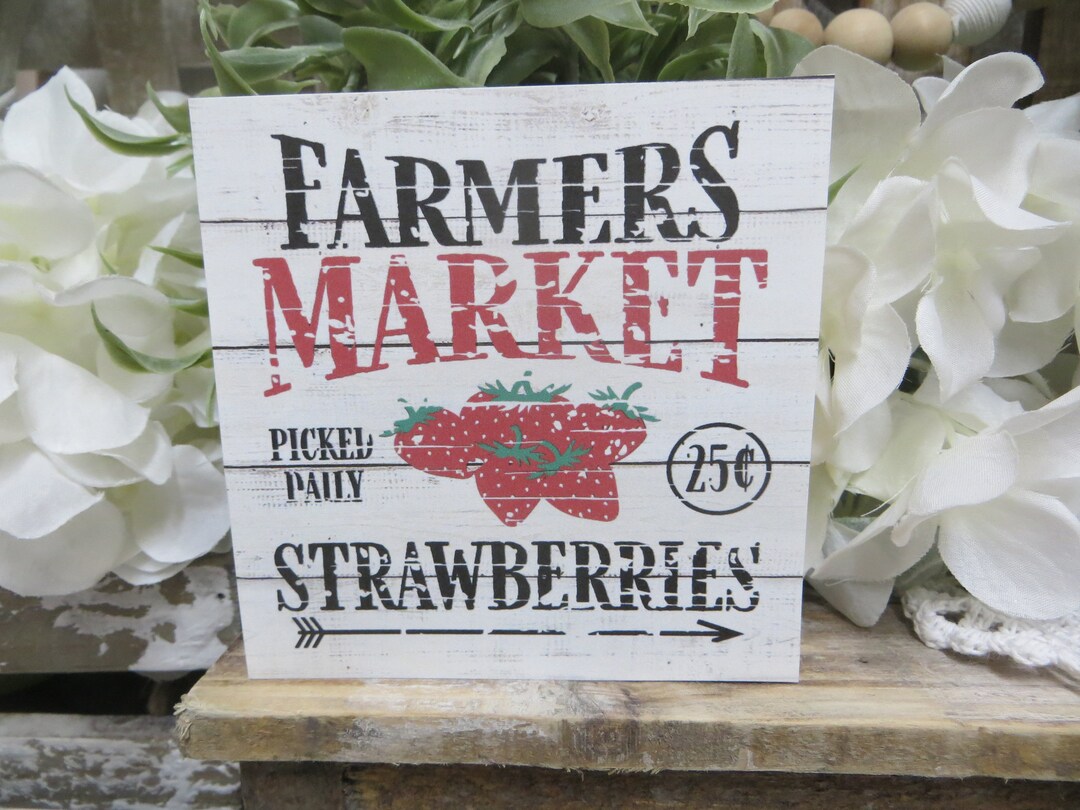 Strawberry Sign / Farmers Market Strawberries / Spring Summer Tiered ...