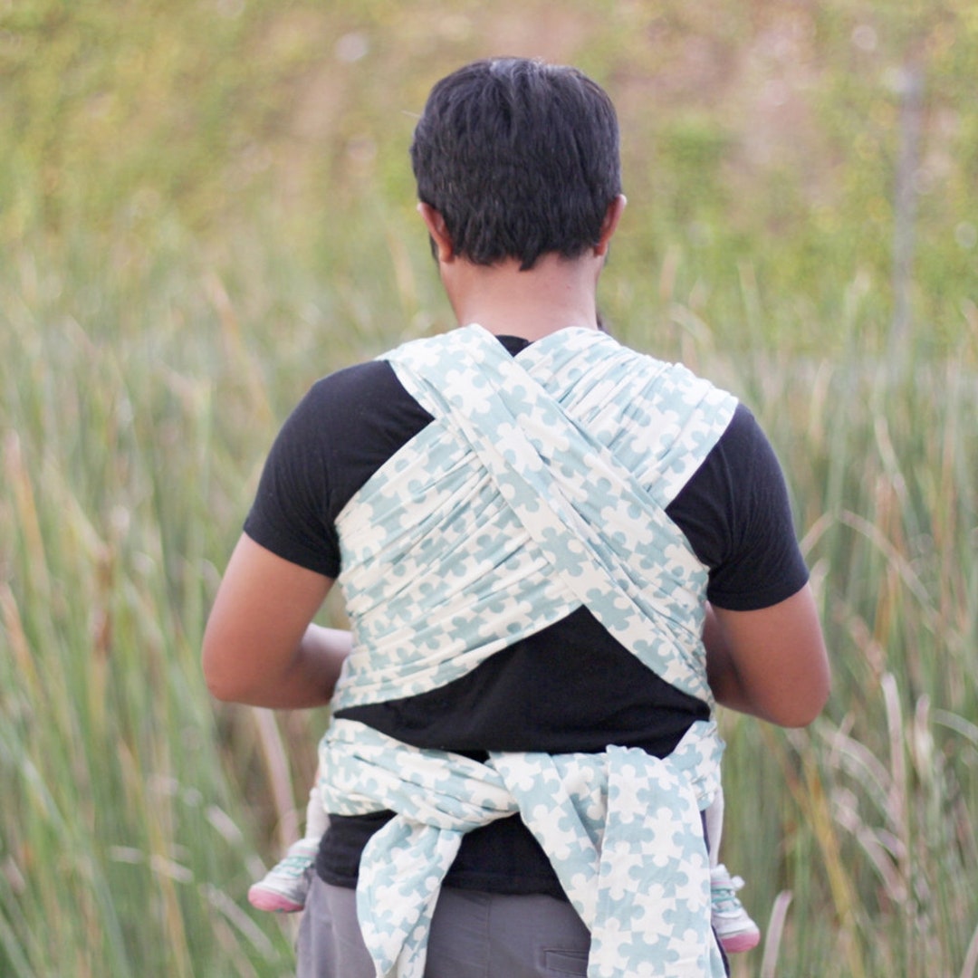 Woven Baby Wrap Carrier - Daiesu Jigsaw Teal, Organic Woven Wrap Baby ...