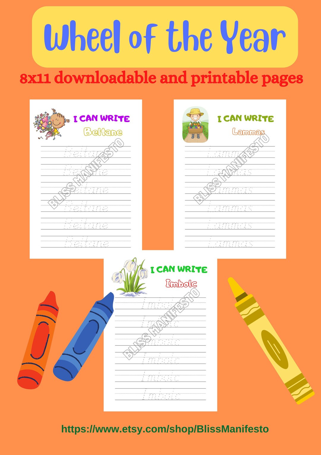 Wheel of the Year Tracing Printable Worksheets for Children - Etsy