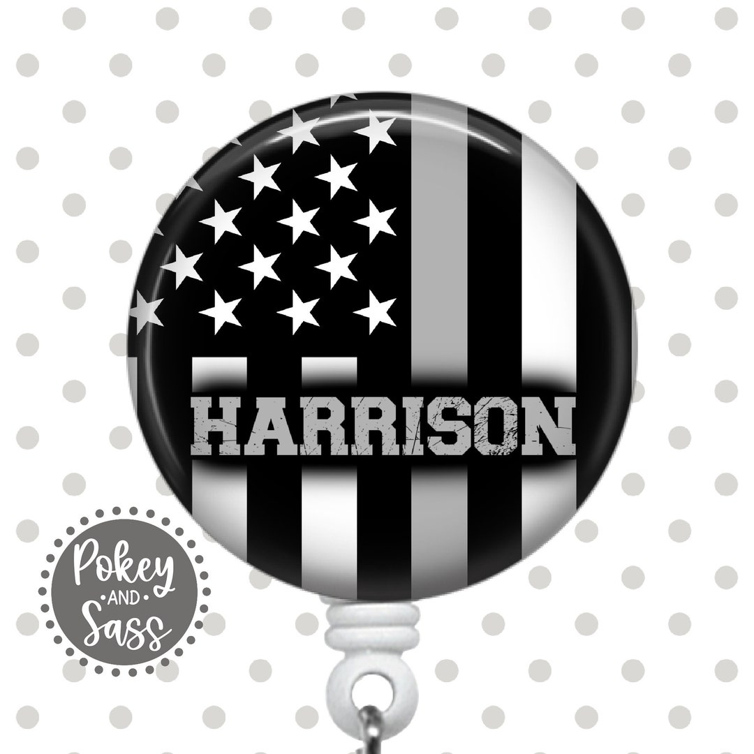 Corrections Officer Badge Reel, Personalized Badge Reel, Thin Gray Line ...