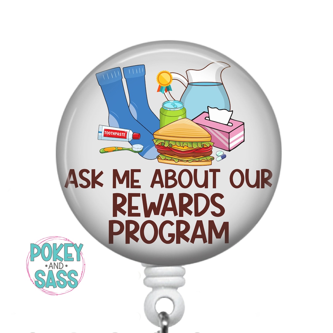 Funny Badge Reel, Ask Me About Our Rewards Program, Retractable ID ...