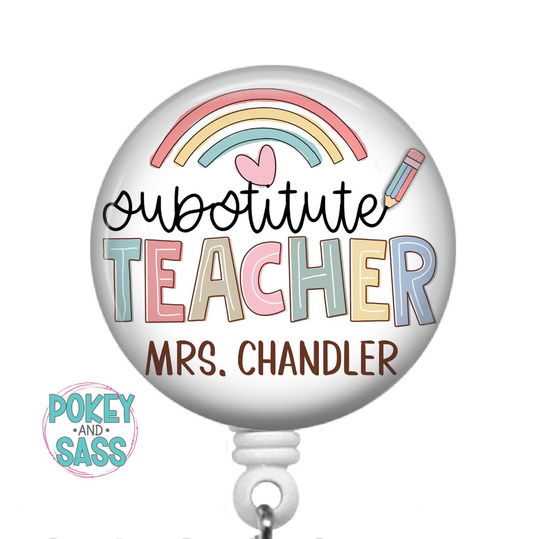 Substitute Teacher Badge Reel, Gift for Sub Teacher, Teacher Badge Reel ...
