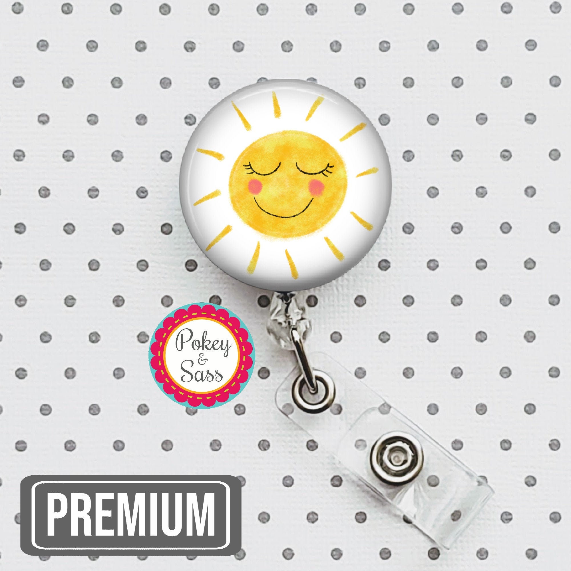 Sunshine Badge Reel Sun Badge Reel Retractable ID Badge | Etsy