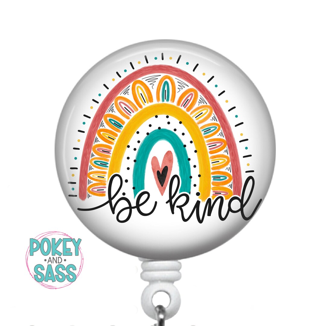 Be Kind Badge Reel, Rainbow Badge, Retractable ID Holder, Heavy Duty ...
