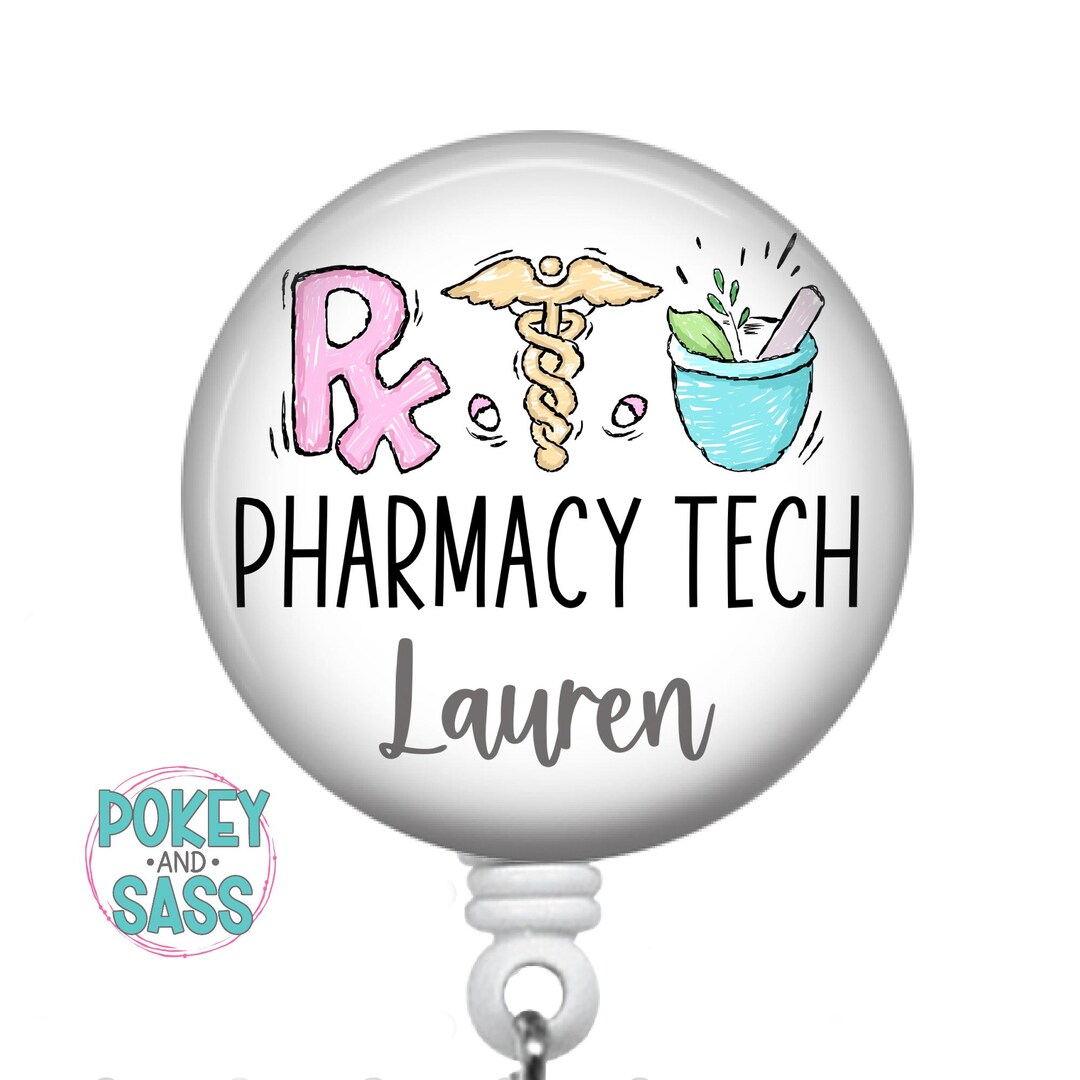 Personalized Pharmacy Tech Badge Reel, Pharmacy Tech Badge Reel, Custom ...