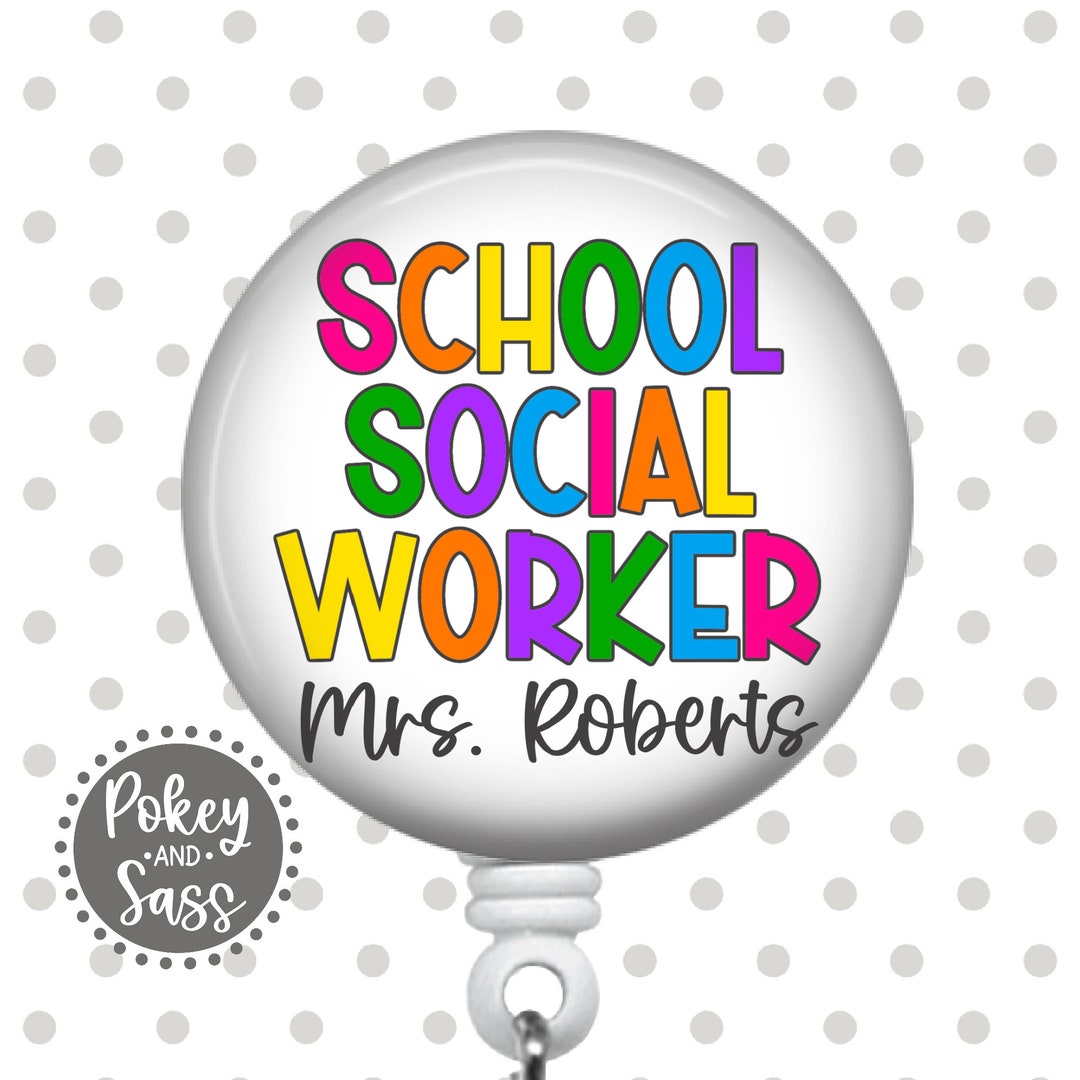 Personalized Social Worker Badge Reel, School Social Worker Badge Reel ...