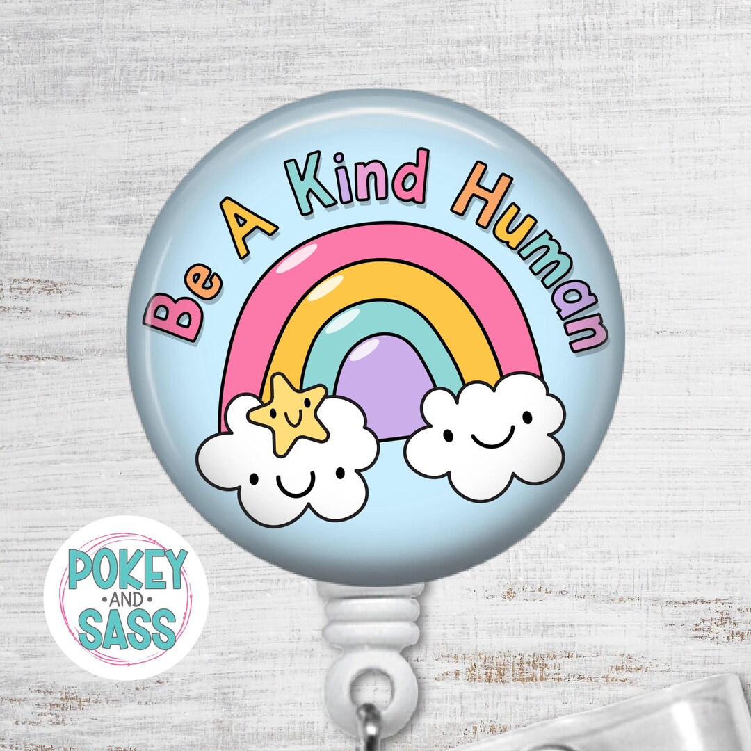 Be A Kind Human Badge Reel, Retractable ID Holder - Etsy