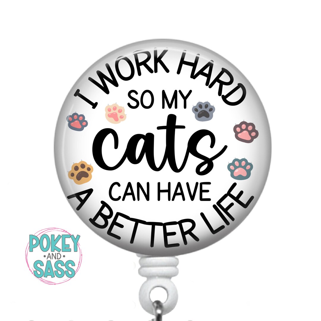Cats Badge Reel, Funny Cat Badge Reel, Retractable ID Badge Holder ...