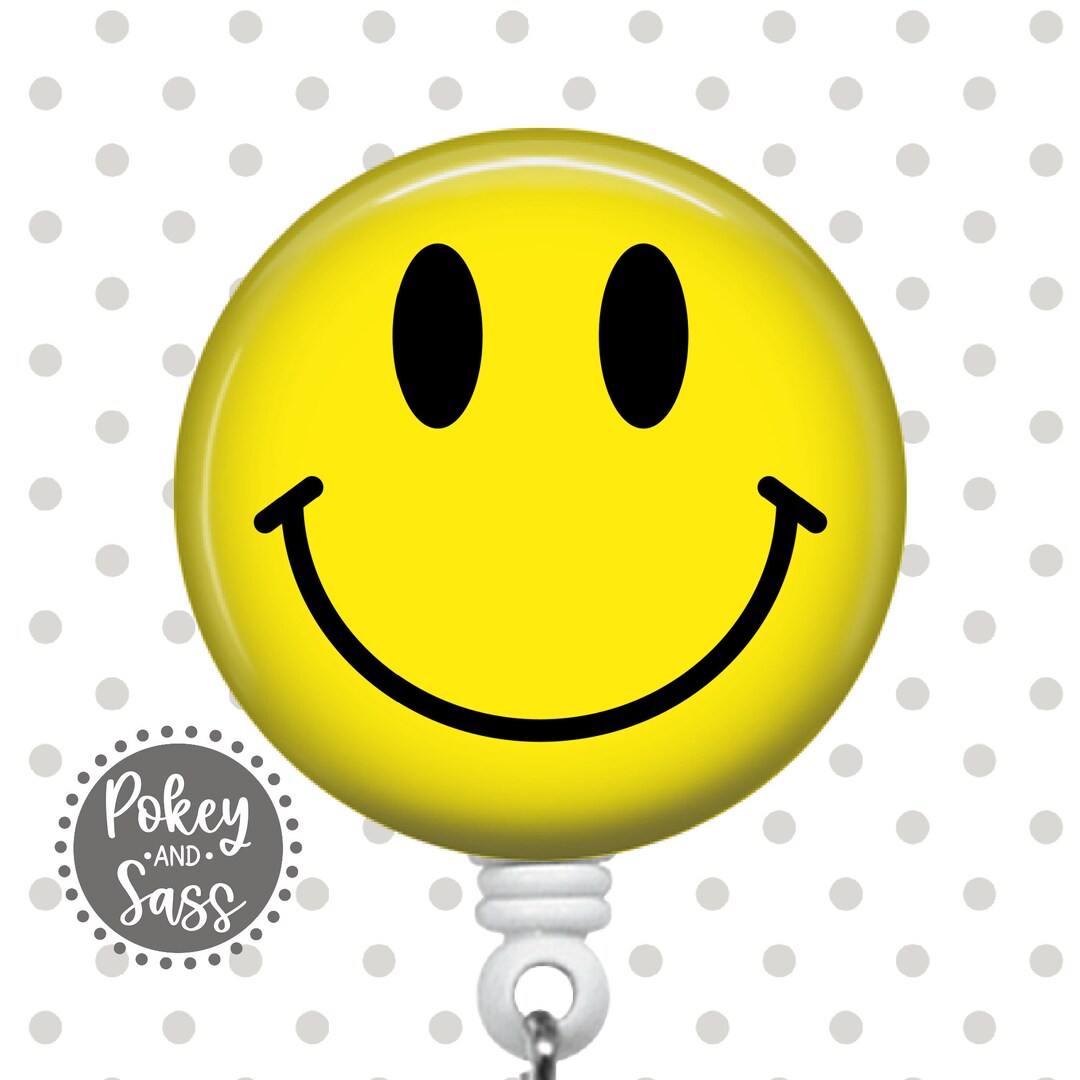 Smiley Face Badge Reel, Retractable Badge Reel, Happy Badge, Teacher ...