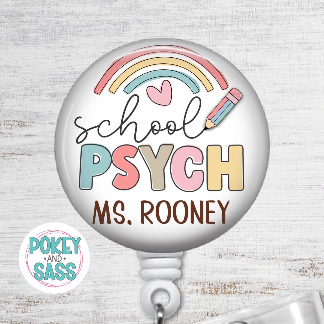Personalized School Psychologist Badge Reel, School Psych Badge ...