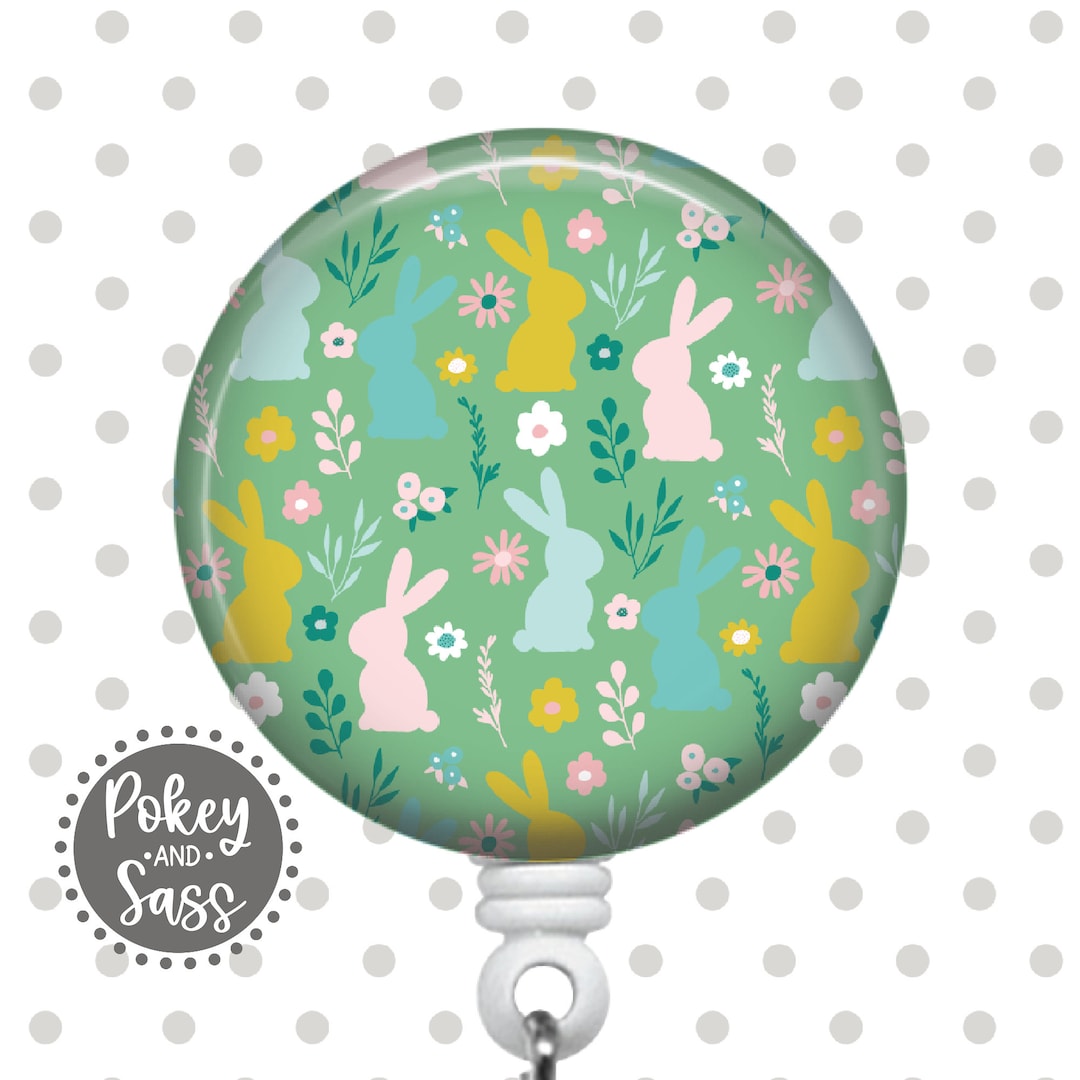 Easter Badge Reel, Springtime Floral Badge Reel, Easter Nurse Badge ...