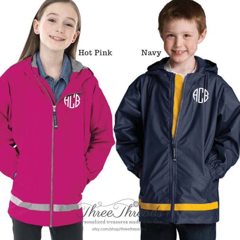 Youth Monogrammed Charles River Rain Jacket - Etsy
