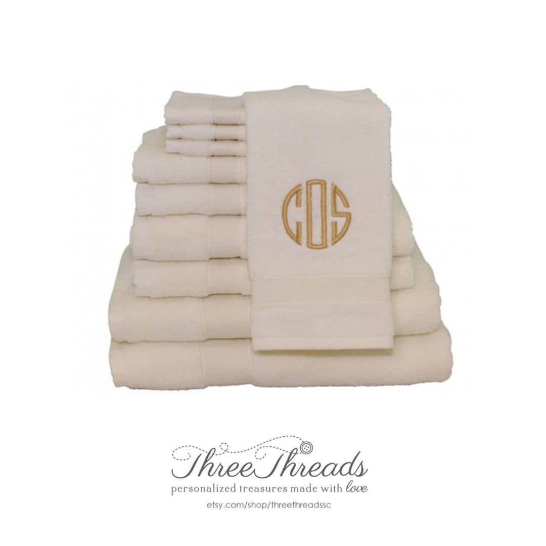 Monogrammed 4 Piece Towel Set, Monogrammed Towels, Monogrammed Hand ...