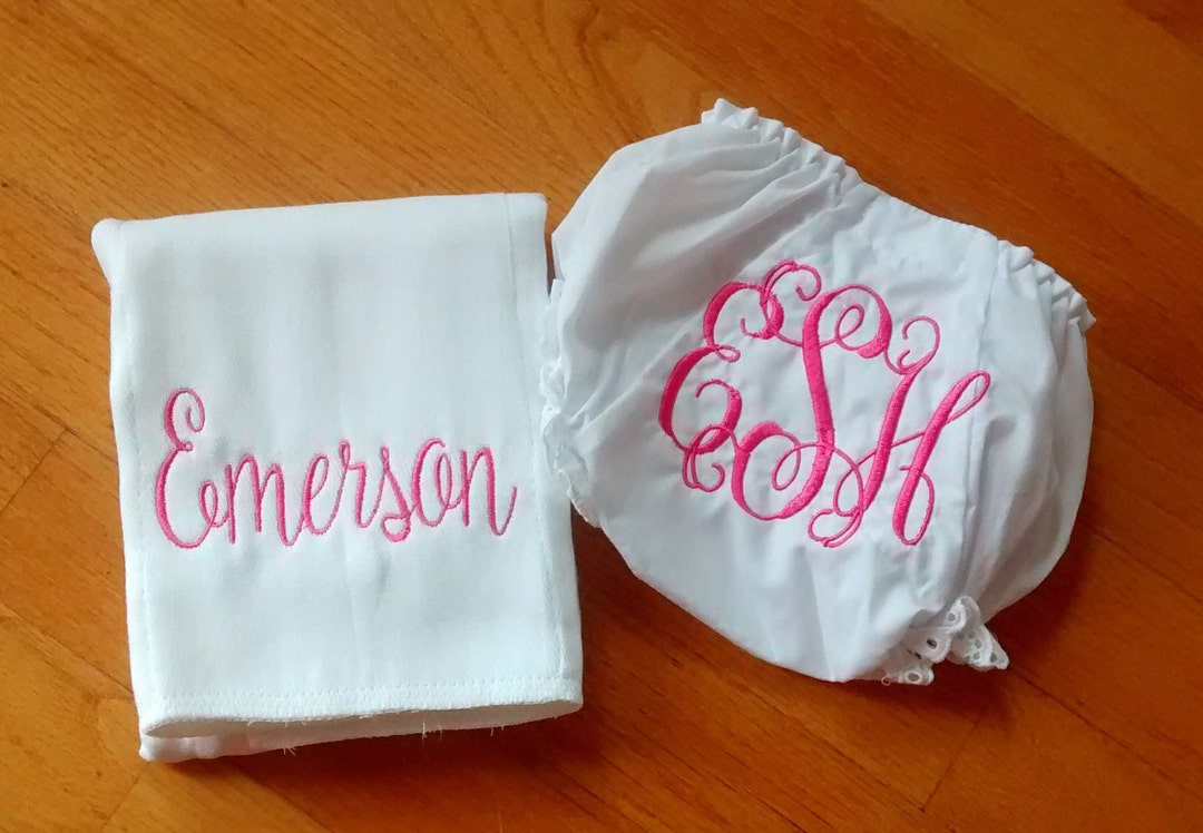 Monogrammed/personalized Bloomer/diaper Covers and Burp Cloth Set, Baby ...