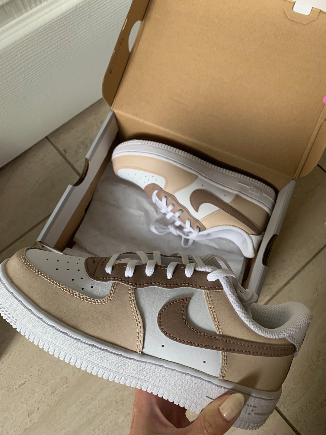 Beige + Brown Warm Variation III Custom Air Force 1's (af1s) - Etsy