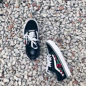 Rose Embroidered Custom Vans - Etsy
